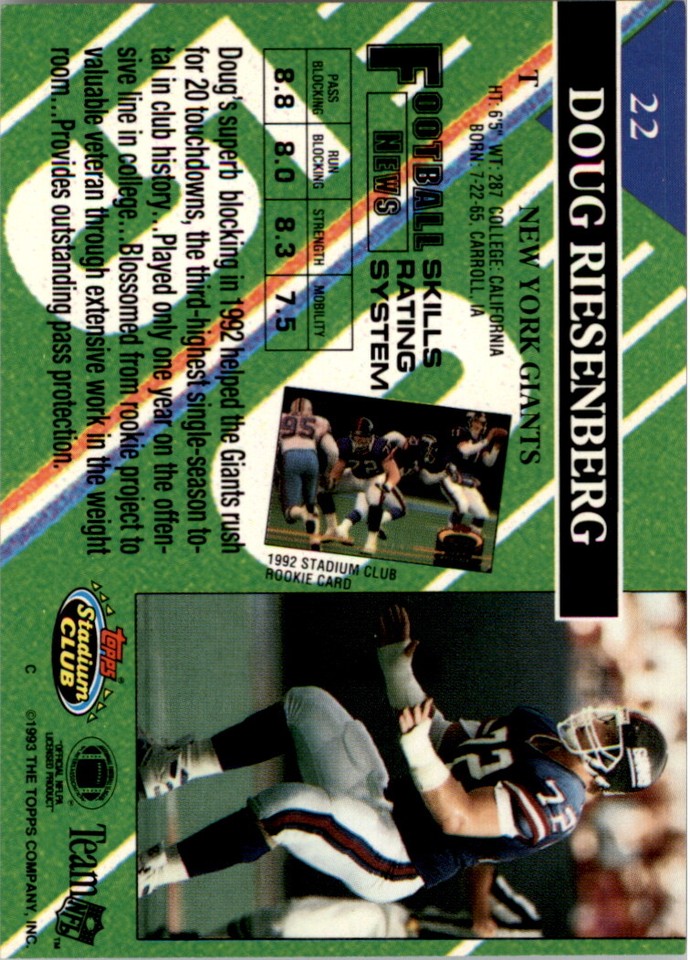 1993 Stadium Club Super Teams Super Bowl #22 Doug Riesenberg | eBay