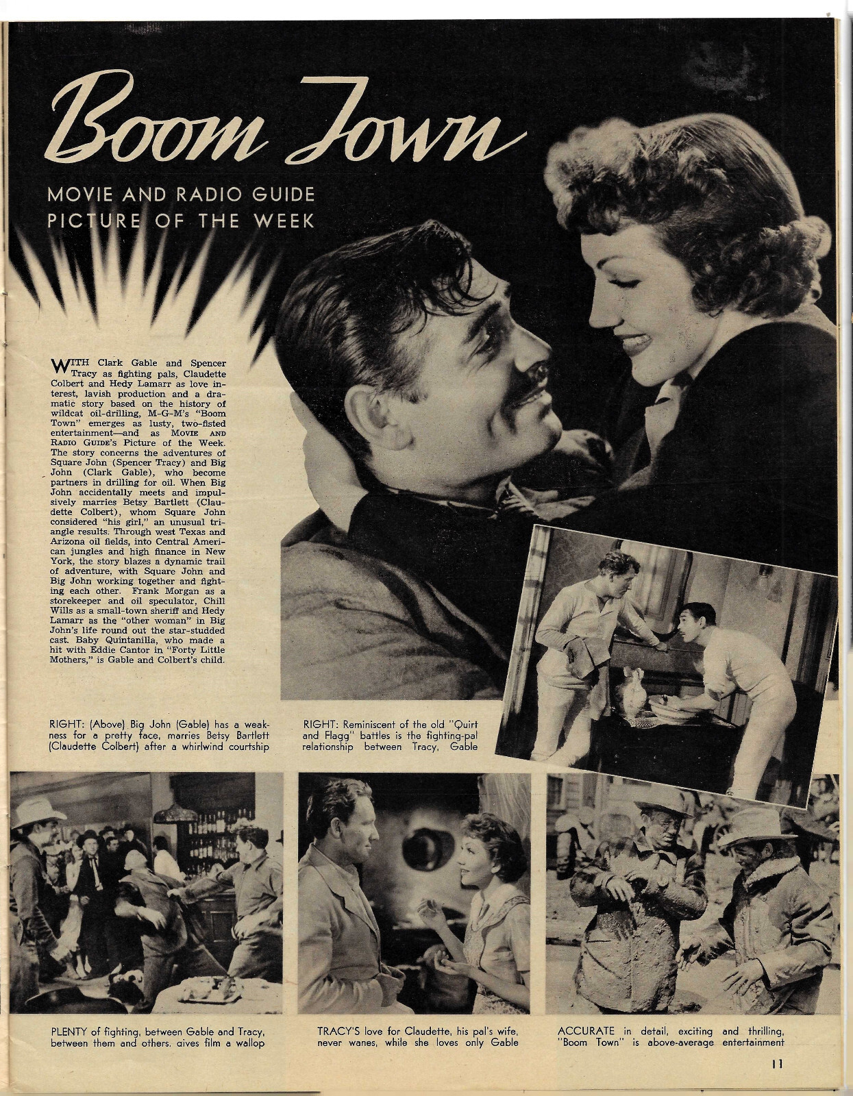 Movie & Radio Guide (8/40) Linda Darnell, Clark Gable, Joan Blondell ...