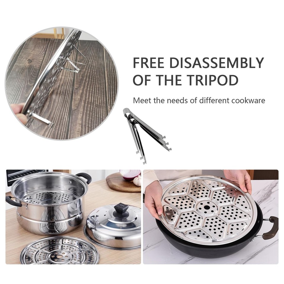 ICSTM Steamer Rack,Round Stainless Steel Steaming Rack Steam Tray with ...