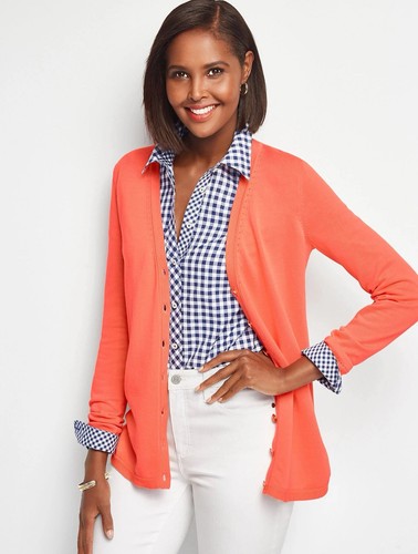 EXC! TALBOTS Spring Coral Girlfriend Cardigan Sweater - XS | eBay