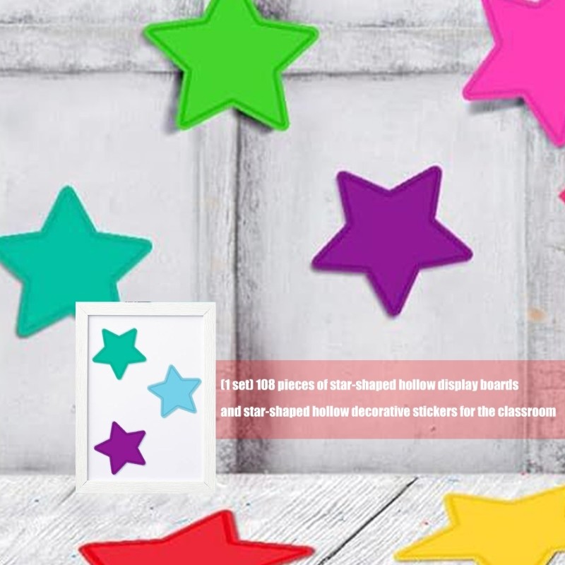 108Pcs Colorful Star Cutouts 3.5Inch for Bulletin Board Classroom Wall ...