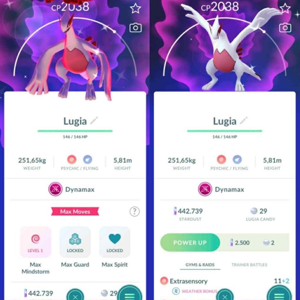 Pokémon Go Shiny Lugia Dynamax - Mini PTC / Trade 20K/ 1 Million ...