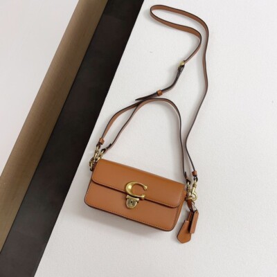 COACH Studio Baguette Shoulder Crossbody Bag Leather Camel CE331 outlet ...