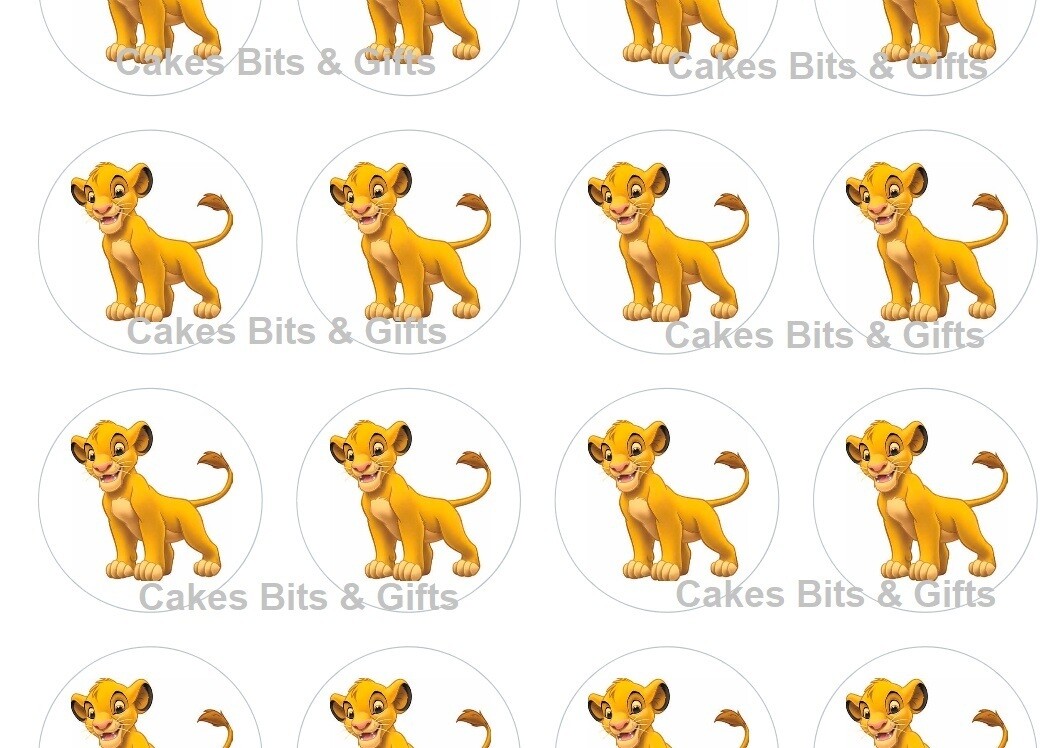 24x SIMBA - ORIGINAL LION KING Edible Wafer Cupcake Toppers PRE-CUT ...