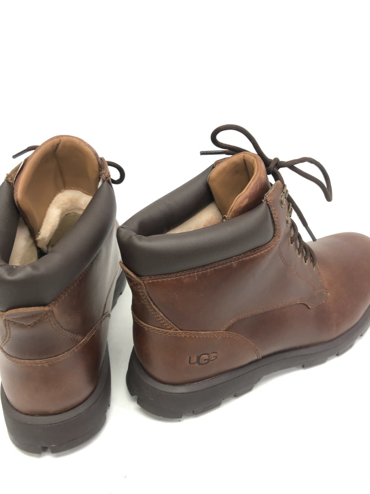 UGG Men's Stenton Chestnut Leather Lace-Up Boots 1120990 | eBay