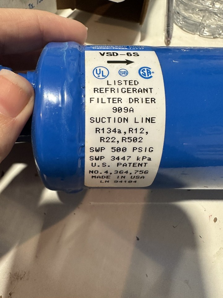 VIRGINIA KMP CORP. VSD-6S SUCTION LINE FILTER DRIER 3/4 SOLDER 16 CU ...