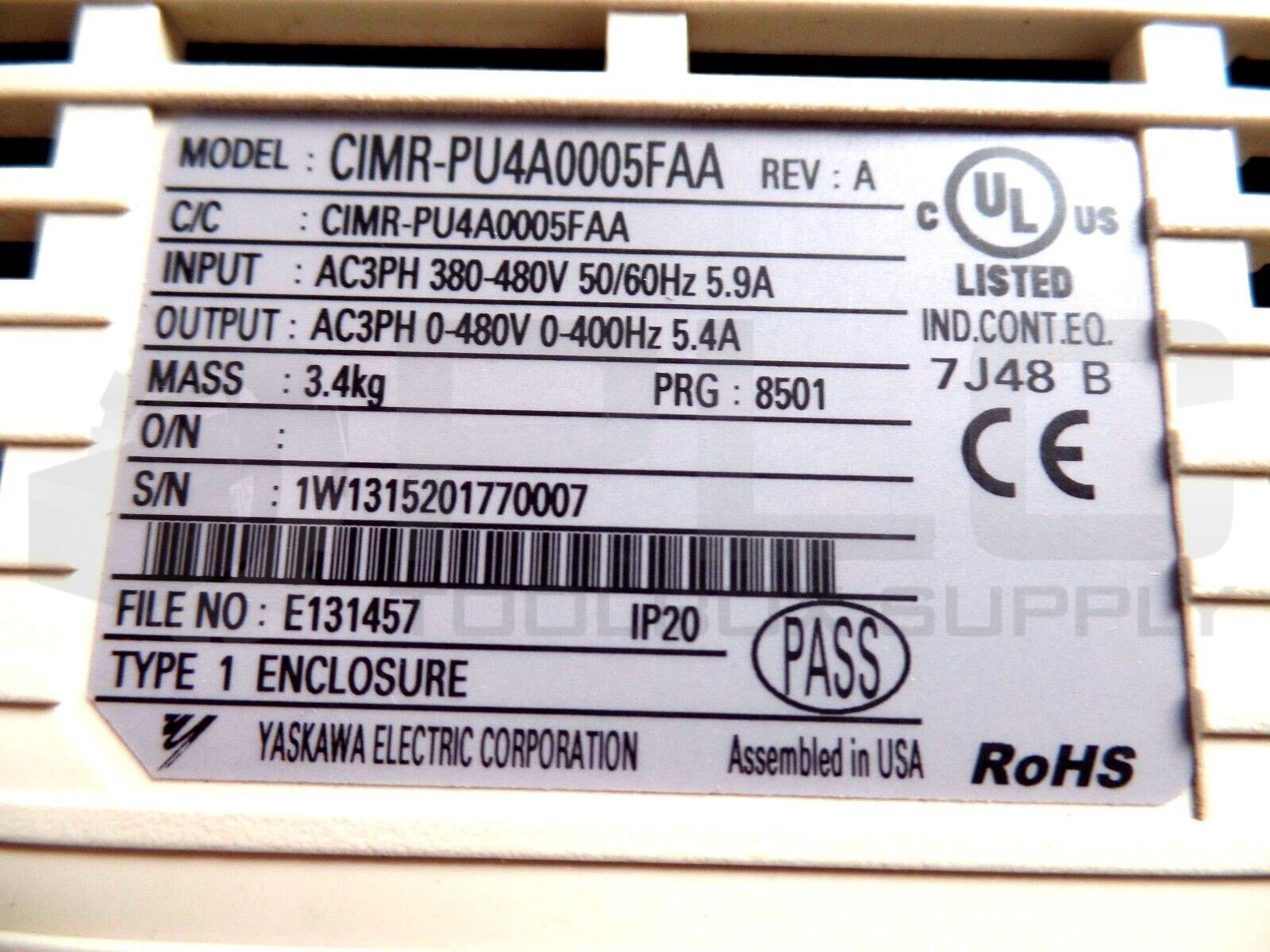 YASKAWA CIMR-PU4A0005FAA P1000 VFD DRIVE | eBay