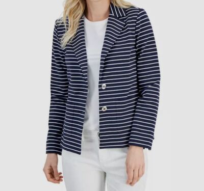 Nautica Women's Blue Sail Striped Knit Blazer Jacket Size M | eBay