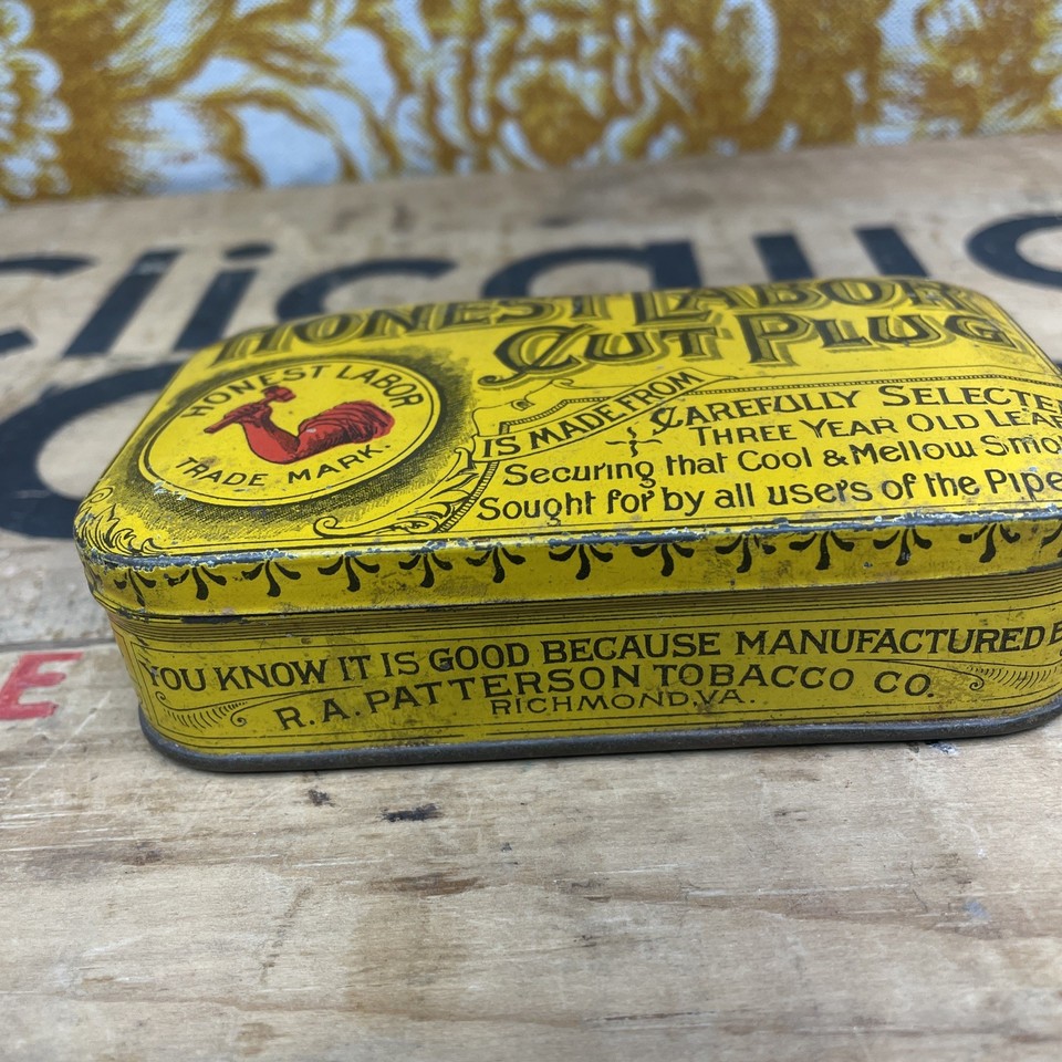 HONEST LABOR CUT PLUG TOBACCO R. A. Patterson Litho Tin Advertising ...