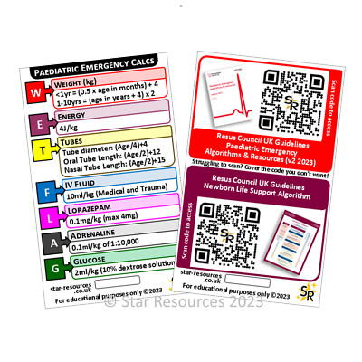 WETFLAG Paediatric Emergency ID Badge FlashCard Student Paramedics ...