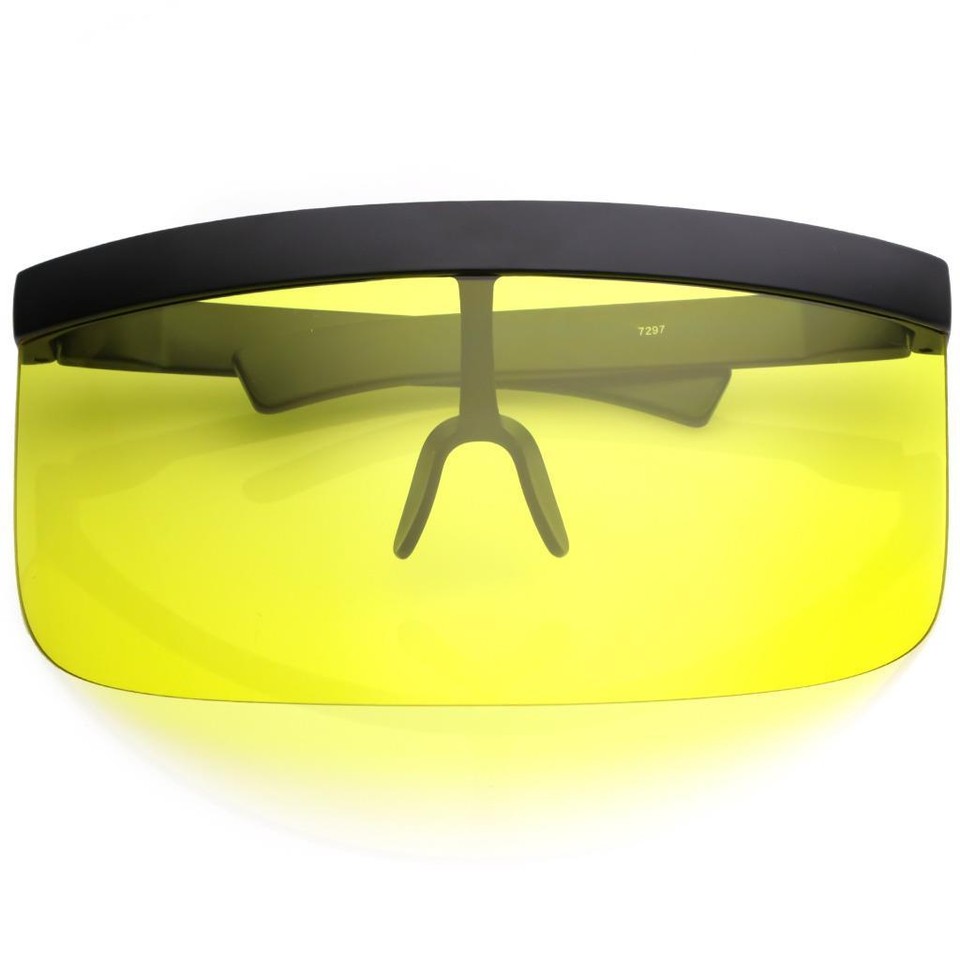 Huge OVERSIZED Insane Crazy Face Shield Visor Flat Top SUNGLASSES 4 ...