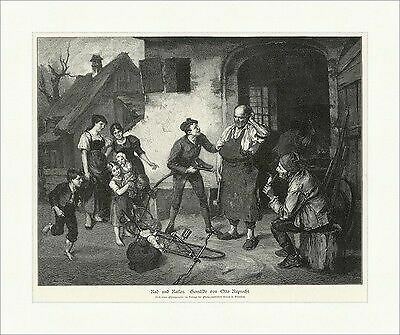 Rad und Ratlos Otto Ruprecht Sturz Kinder Schmied Sattel Baby Holzstich ...