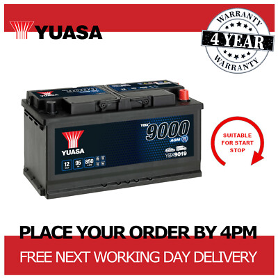 12V Car Battery, Type 019, Yuasa YBX9019, 95Ah 850CCA AGM Start Stop ...