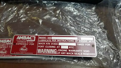 AMBAC INTERNATIONAL NAMEPLATE NP409888 | eBay