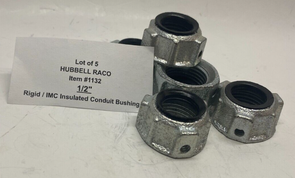 (Qty 5) HUBBELL RACO 1/2" Rigid - IMC Insulated Throat Conduit Bushing ...