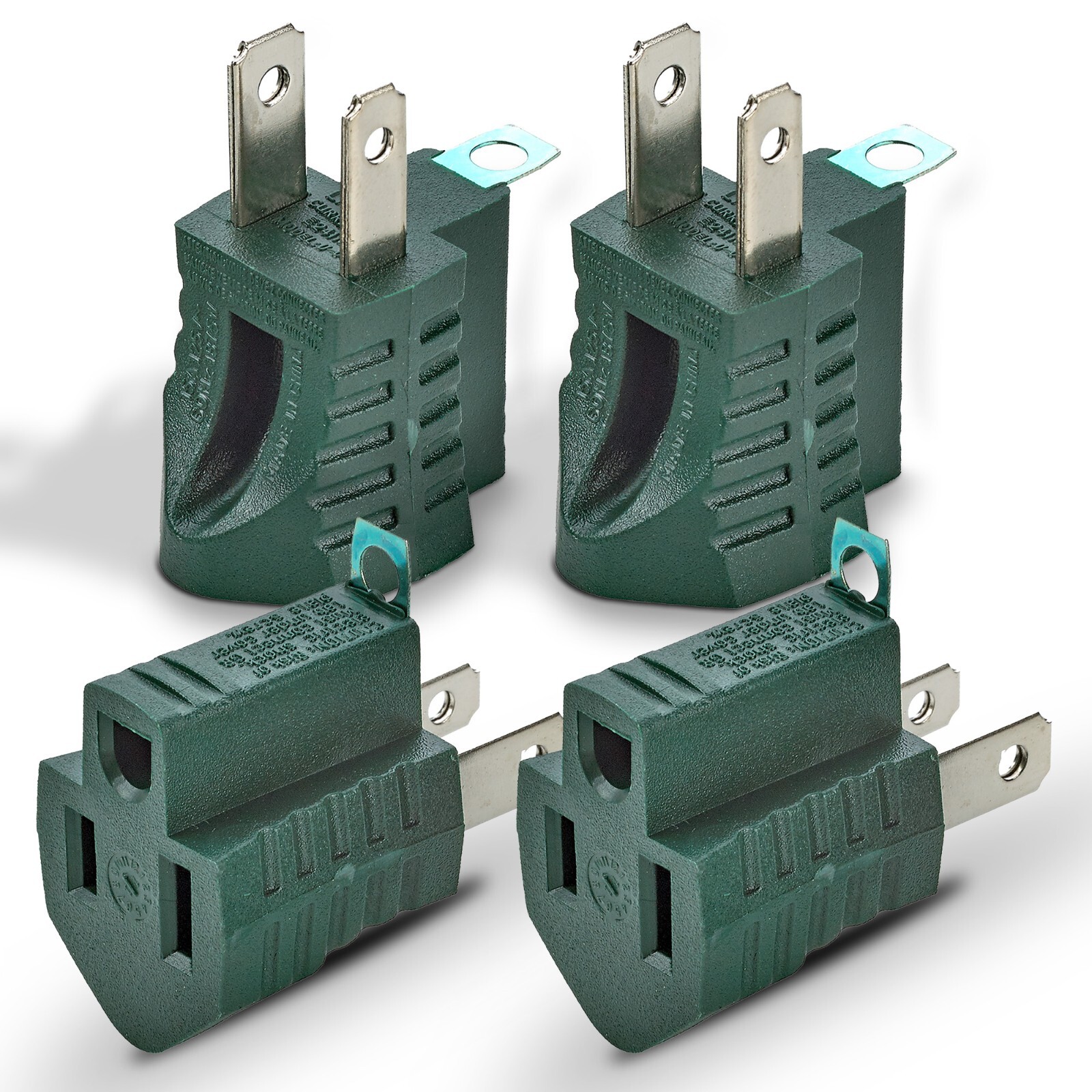3-Prong to 2-Prong Grounding Adapter Plug - 4 Piece Converters for Wall ...
