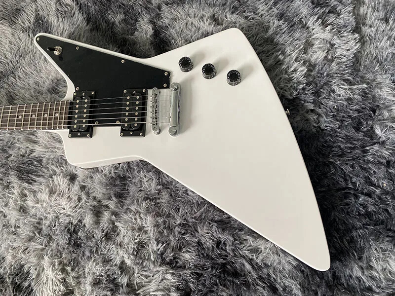 Factory Customized Electric Guitar Explorer White Color Black Hardware ...