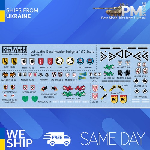 Kits World KW172022 1/72 Decal Luftwaffe Geschwader Insignia ...