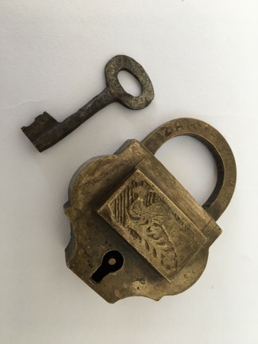lock Old Vintage Brass lock With Key Rich Patina Collectible Hand ...