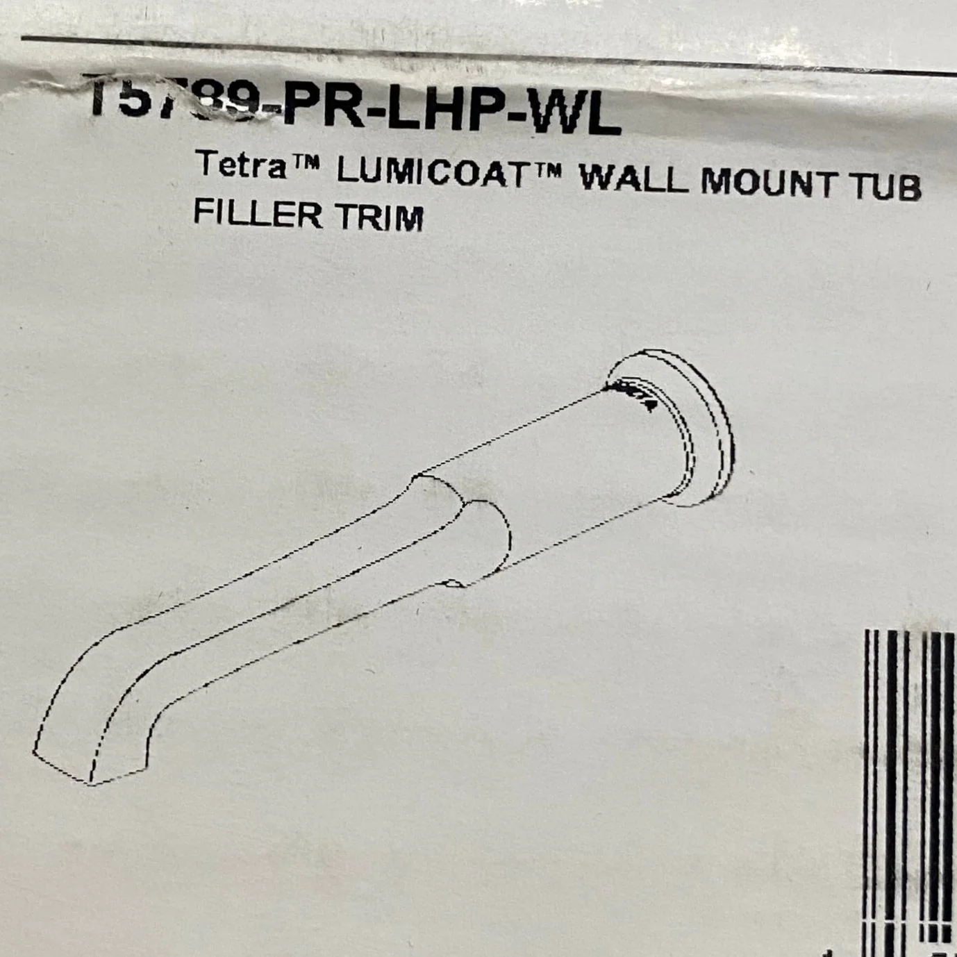 Delta T5789-PR-LHP-WL Tetra Wall Mounted Tub Filler Trim Spout Lumicoat ...
