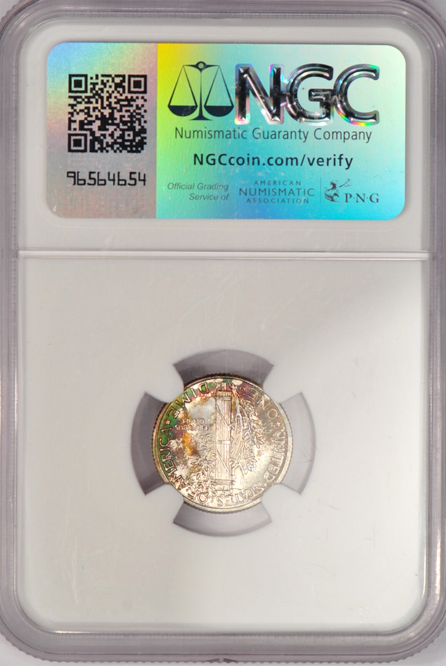 1939 D TONED Mercury Dime NGC MS 68+* FB CAC MS68 PLUS STAR FB Toning ...