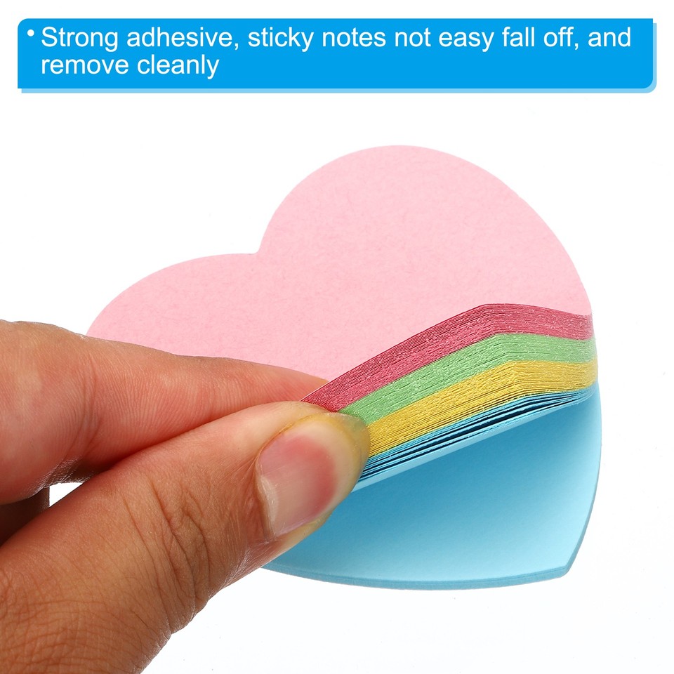 6Pcs 2.7"x2.7" Heart Shape Sticky Notes 100 Sheets/Pad Memo Pads 4 ...