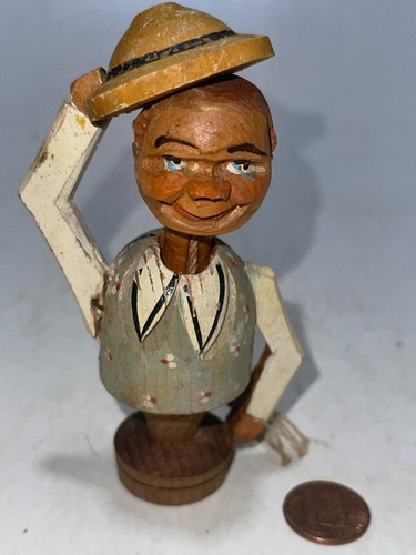 Vintage Hand Carved Wooden Moving Mechanical Figurine | eBay