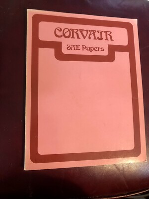 CORVAIR SAE PAPERS 1979 SOCIETY AUTOMOTIVE ENGINEERS 1st Ed 85pp 175 ...