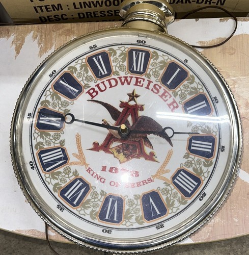S•Vintage Budweiser The King Of Beers Pocket Watch Electric Clock 007 ...