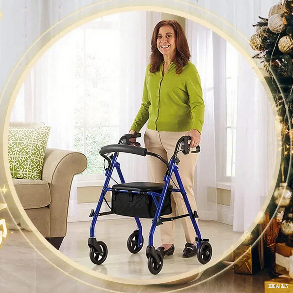 Lightweight rollator walker 4 wheel walking mobility frame with 15cm ...
