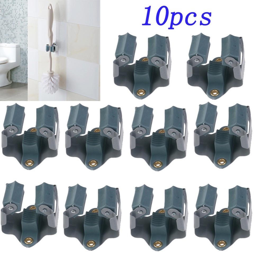 5 Pcs Wall Mounted Garden Storage Rack Mop Broom Holder Metal Clamp ...