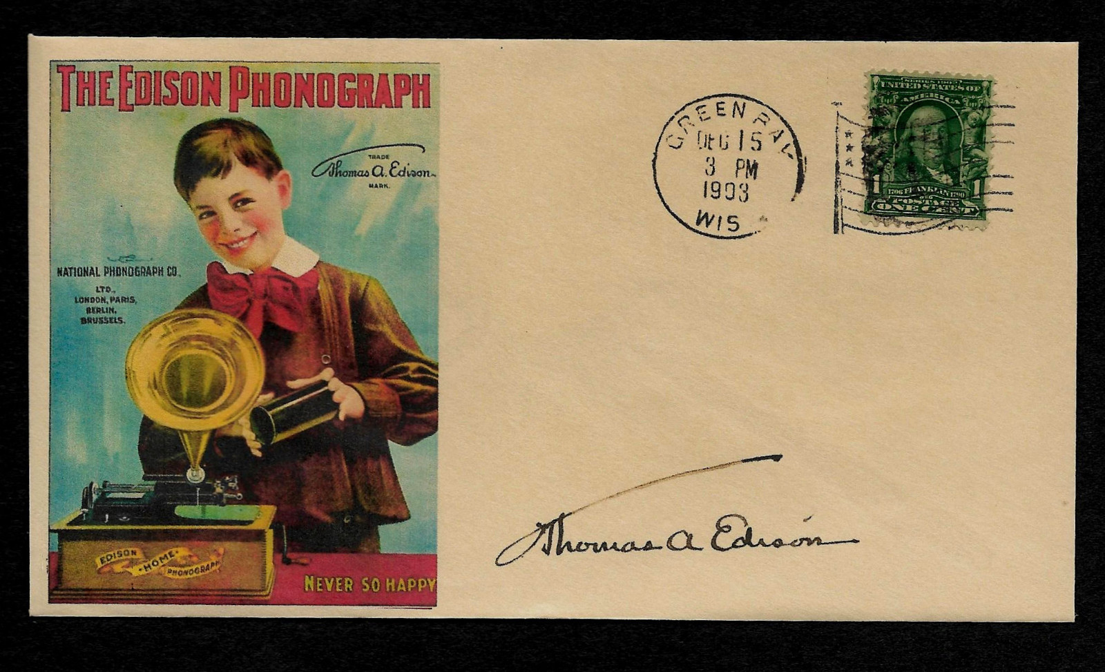 1900s Edison Phonograph Featured on Limited Edition Collector's Envelope *OP507 | eBay