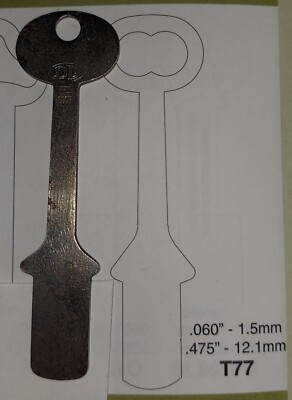 Antique T77, FC600B, Flat Steel Key Blank. Padlocks, Wafer / Lever ...