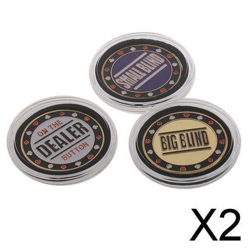2x Metal Big Blind Small Blind & Dealer Button Poker Buttons for Hold ...