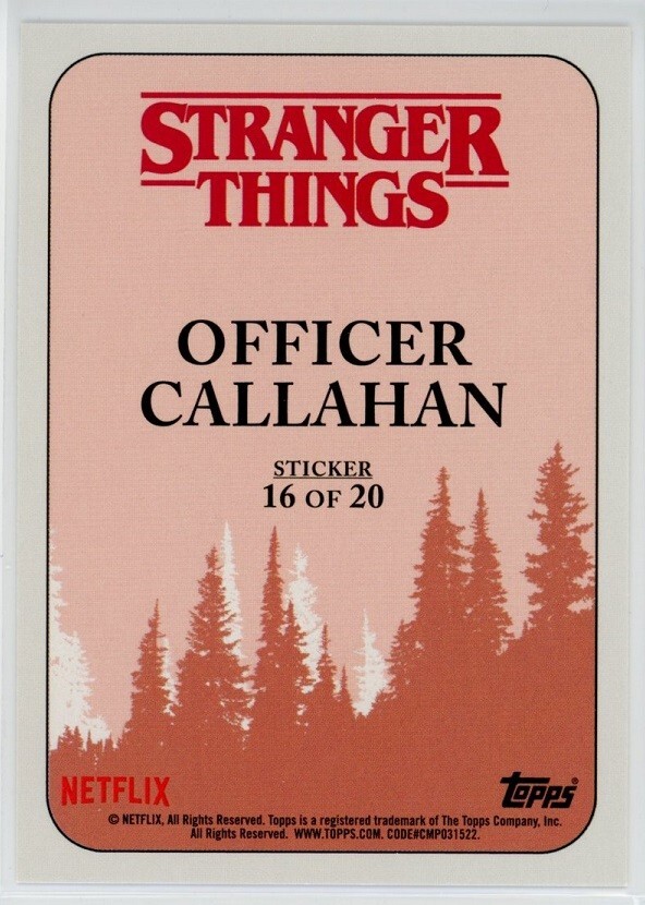 2018 Topps Stranger Things Character Stickers Officer Callahan #16 | eBay