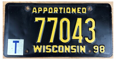 Wisconsin 1998 APPORTIONED TRUCK License Plate 77043! | eBay