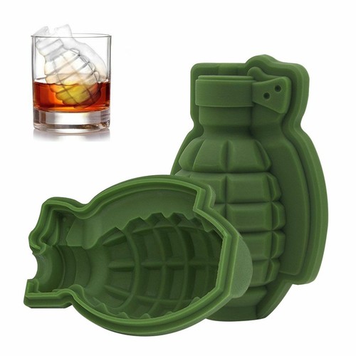 Silicone 3D Grenade ICE Cube Tray Maker Large Sphere Mold Whiskey ...