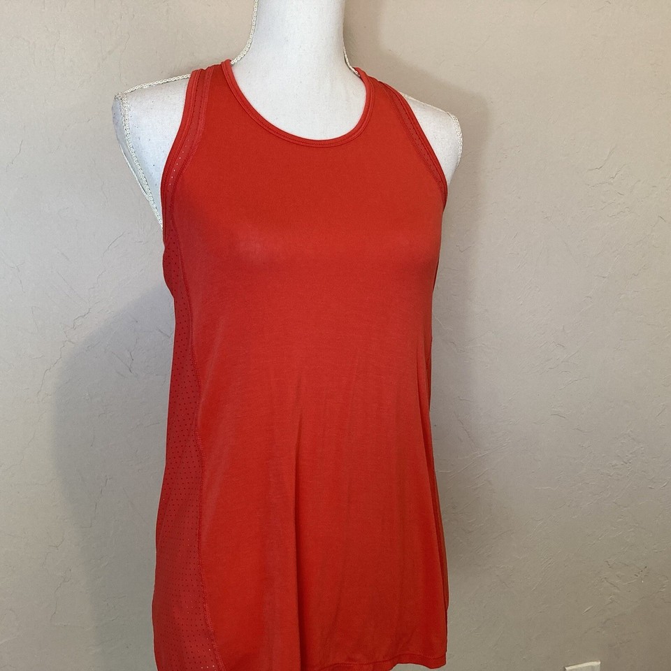 Avia Begonia Pink Orange Semi Sheer Mesh Racerback Workout Tank Small ...