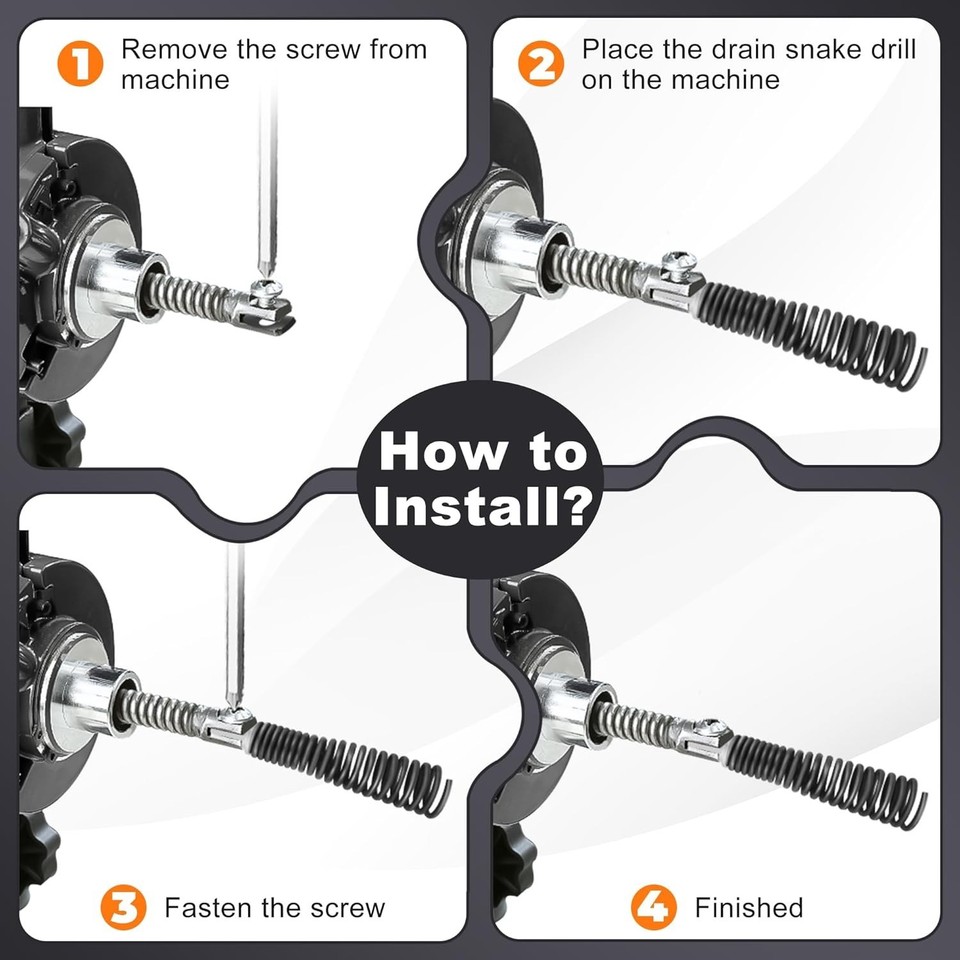 8PCS Drain Snake Drill Attachments – Auger & Cutter Head Set for ...