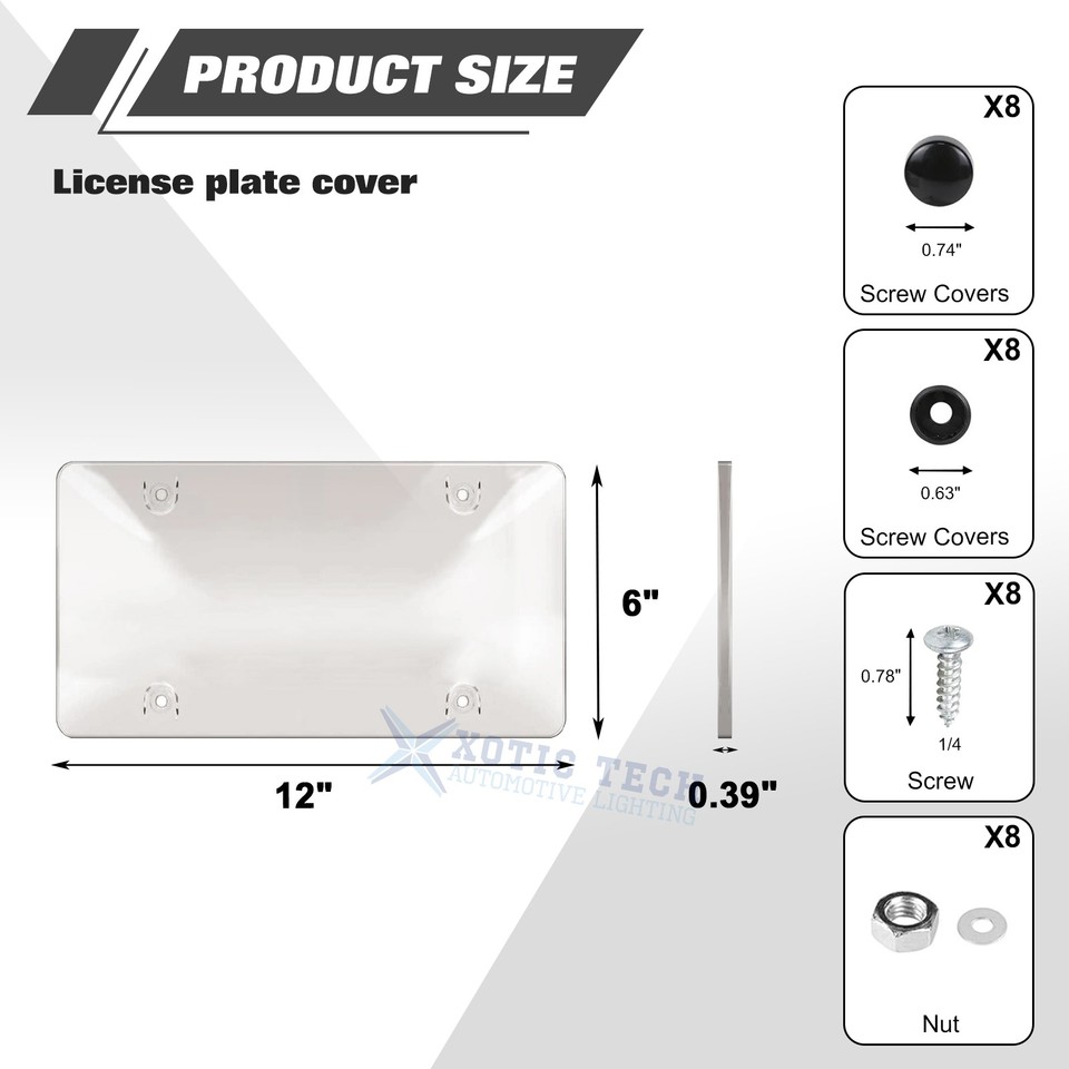 Rust-Proof Clear Transparent License Plate Cover Guard Standard US w ...