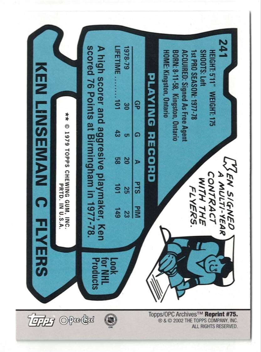 2001-02 Topps/O-Pee-Chee Archives - Ken Linseman #75 for sale online | eBay