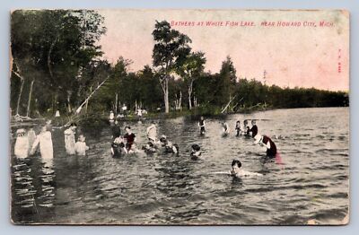 J88/ Howard City Michigan Postcard c1910 Bathers Fish Lake 318 | eBay