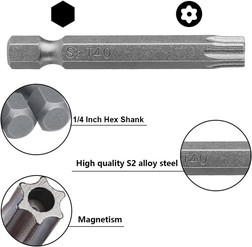 Security Torx Bit Set +Hex Key Allen Bit Set-For Power Drill & Impact ...