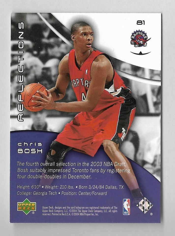 CHRIS BOSH 2003-04 UPPER DECK REFLECTIONS ROOKIE RC CARD #81 HOF ...