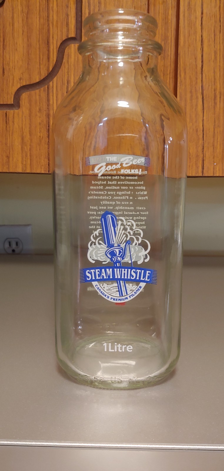 Steam Whistle Beer EMPTY 1 Litre VTG Glass Milk Jug/Bottle, USED ...