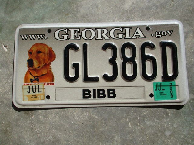 Georgia 2009 DOG license plate # GL386D | eBay