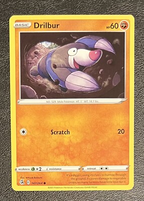 Pokémon TCG Drilbur Fusion Strike 147/264 Regular Common Card Near Mint ...
