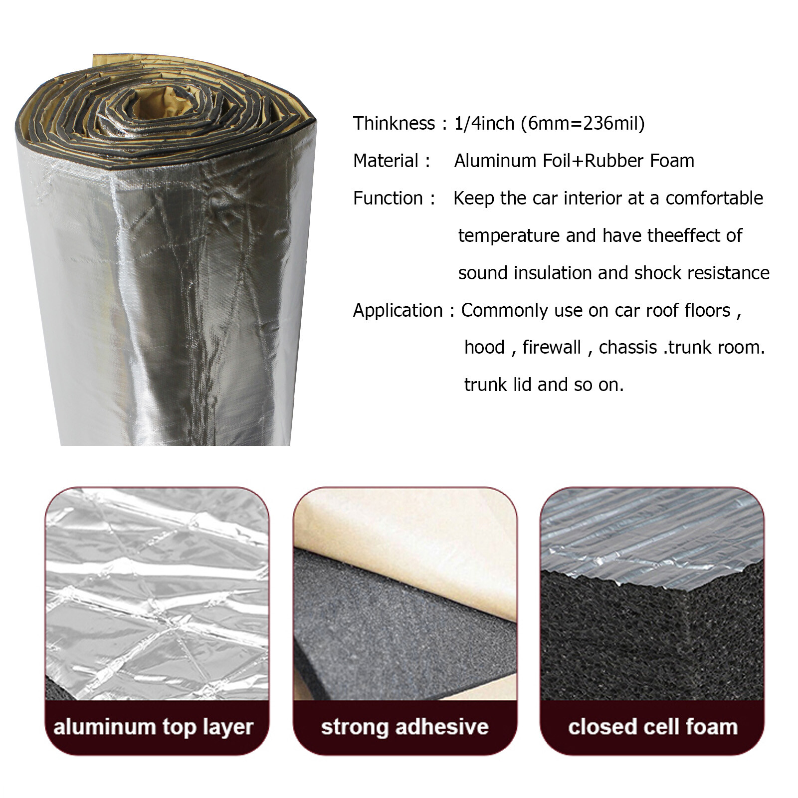 Auto Car Reduction Noise Deadener Sound Insulation Door Trunk With ...