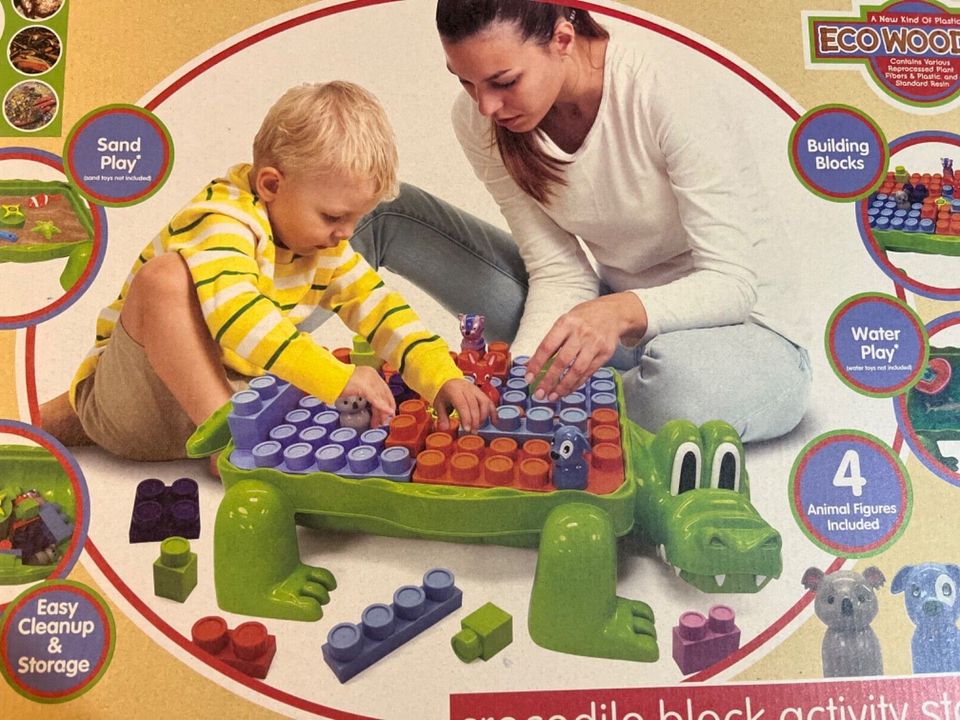 Roo Crew Crocodile Block Activity Station with Storage (20 Blocks + 4 ...