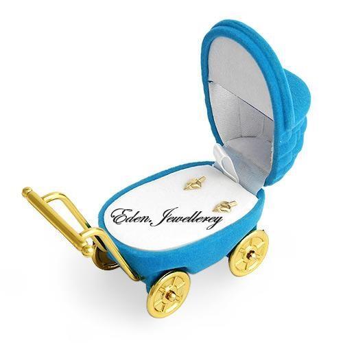 10ct Yellow Gold Petite HEART ARROW Earrings in Blue Baby Stroller ...